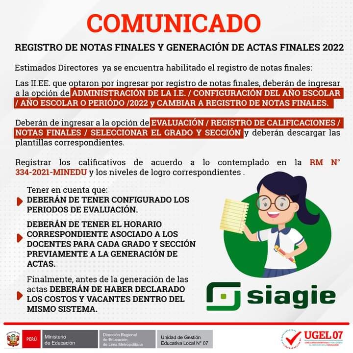 MINEDU: SIAGIE orienta paso a paso como realizar el registro de notas ...